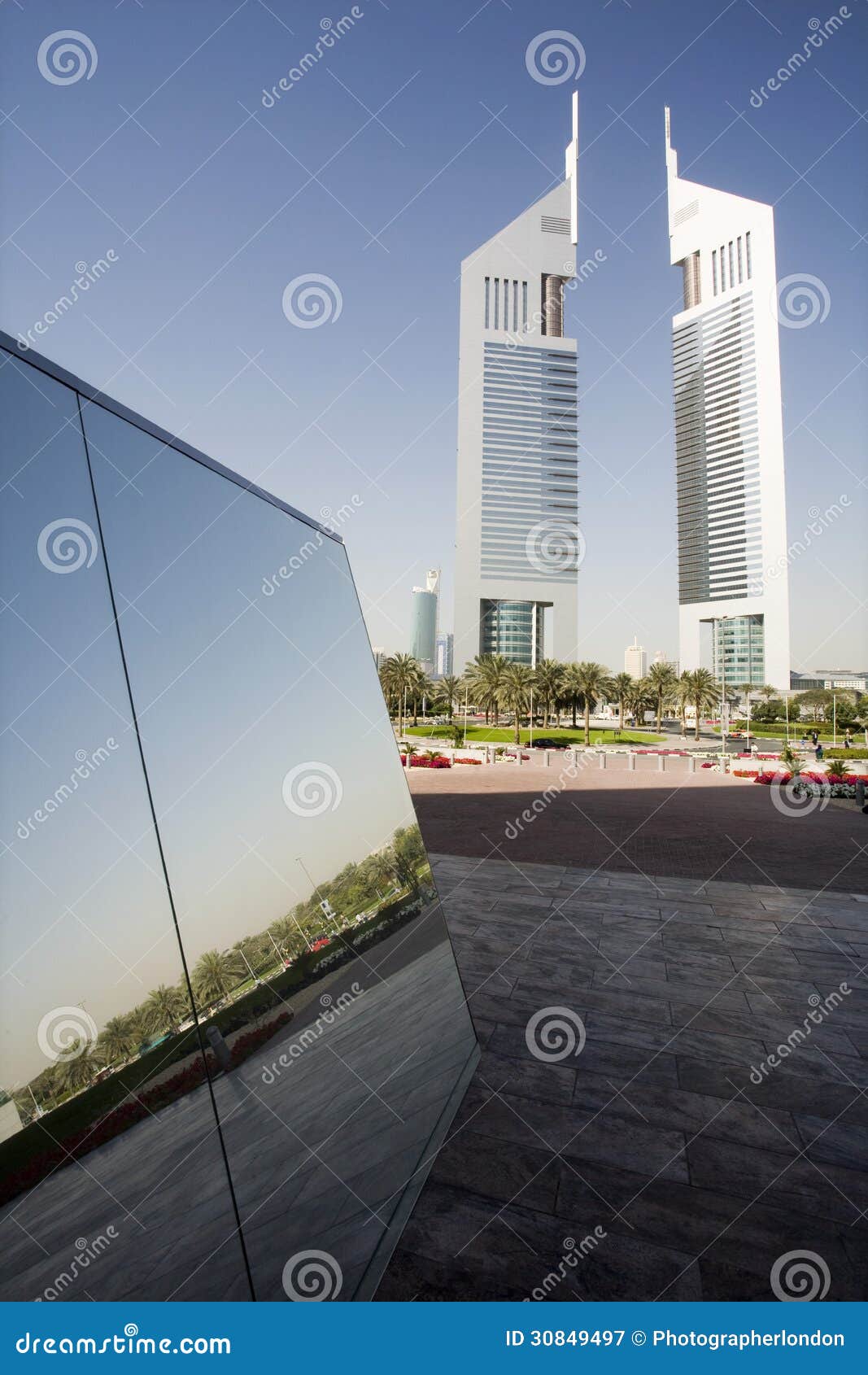 UAE Dubai Reflection in a Mirrored Piece of Artwork on Display at the ...