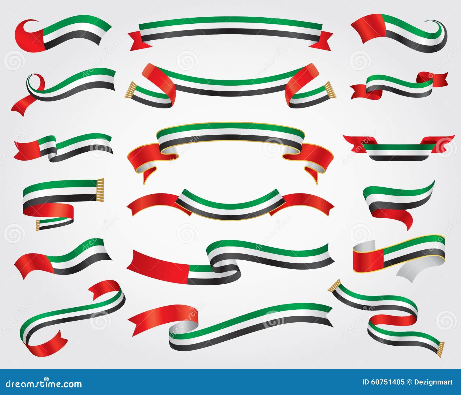 UAE Flag Ribbon Set stock vector. Illustration of invitation - 60751405