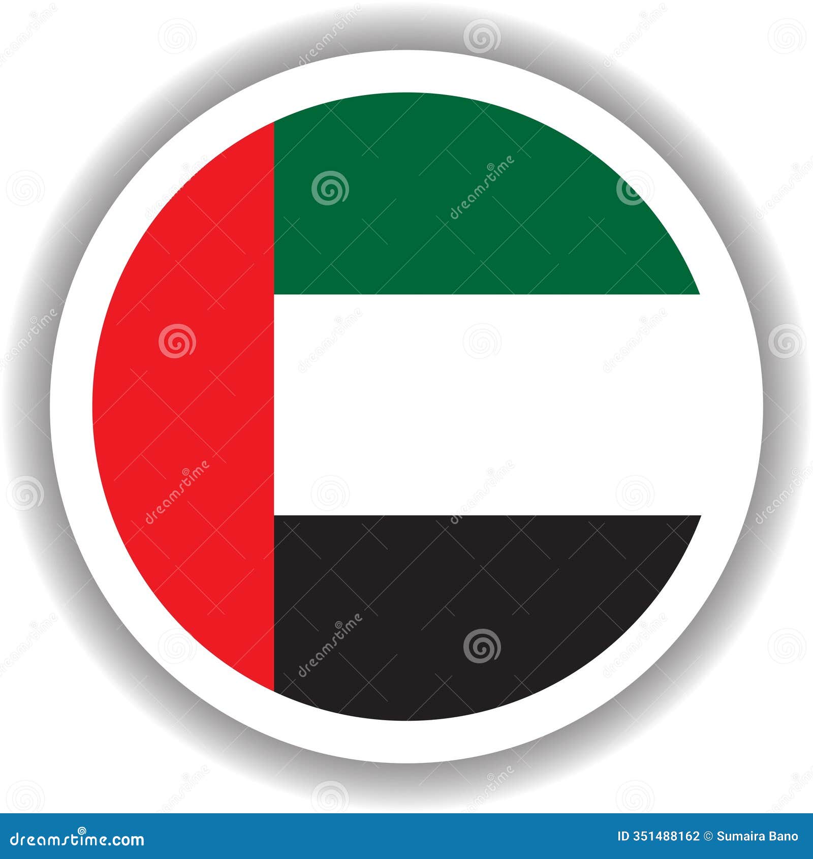 UAE Flag Round Shape stock vector. Illustration of vector - 351488162