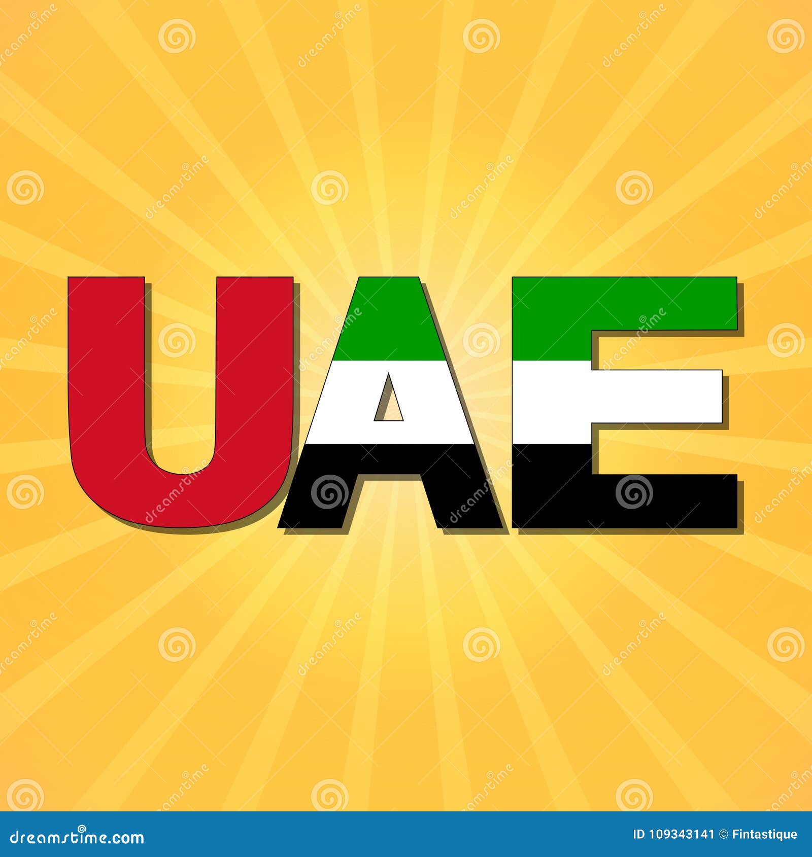 UAE Flag Text with Sunburst Illustration Stock Illustration ...