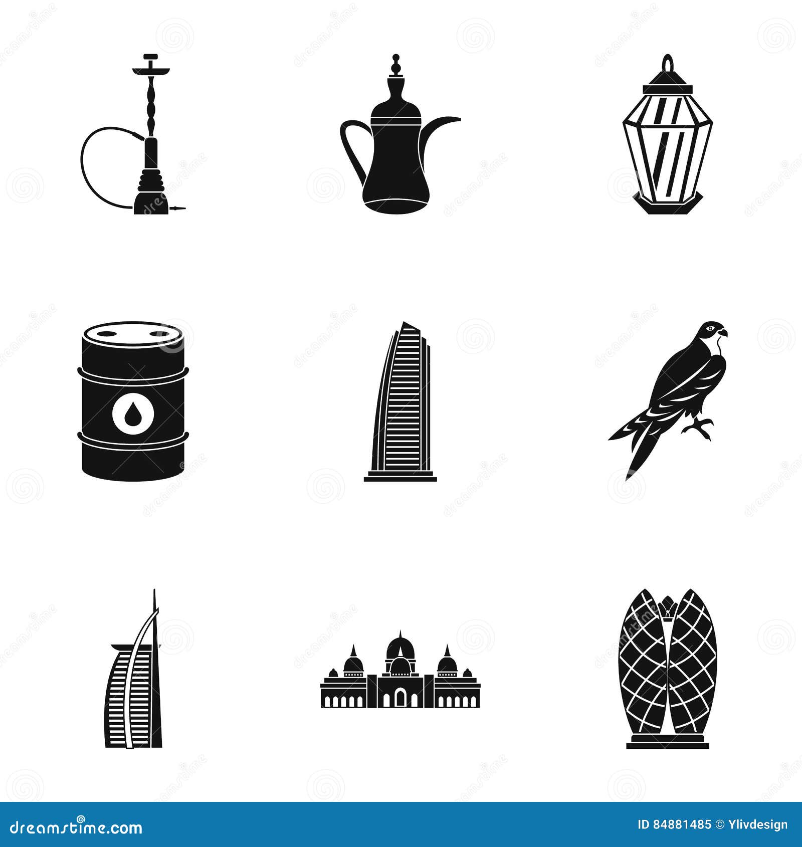 UAE Icons Set, Simple Style Stock Vector - Illustration of mosque, east ...