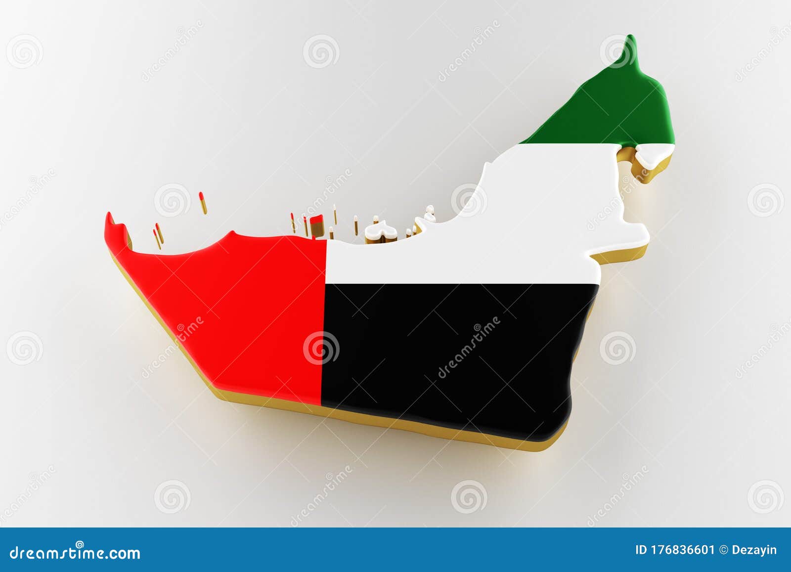 UAE Map Image with Flag. 3d Render Stock Illustration - Illustration of ...