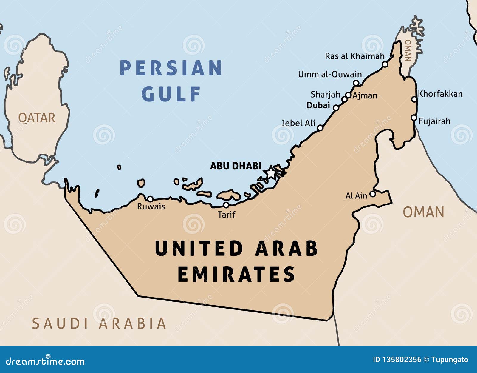 UAE map stock vector. Illustration of administrative - 135802356
