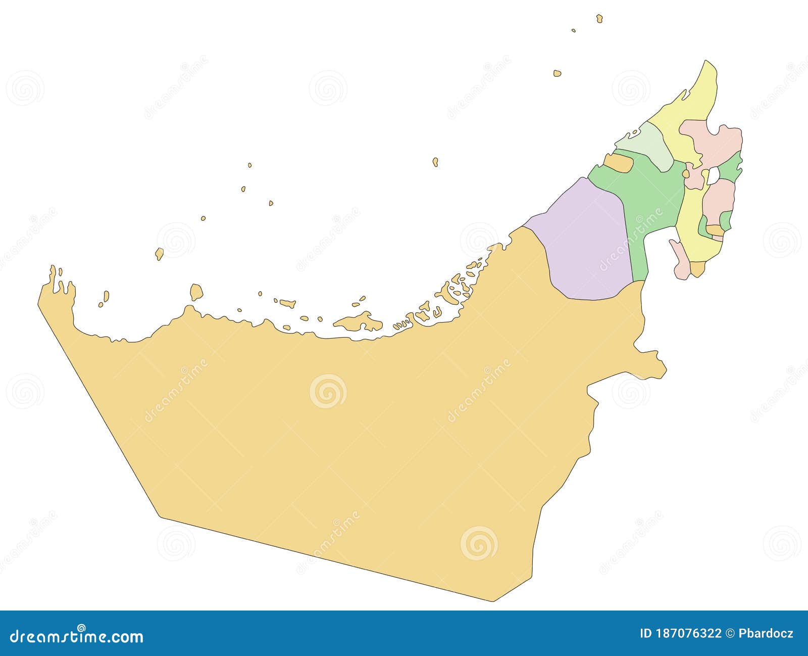 United Arab Emirates Highly Detailed Editable Political Map Stock