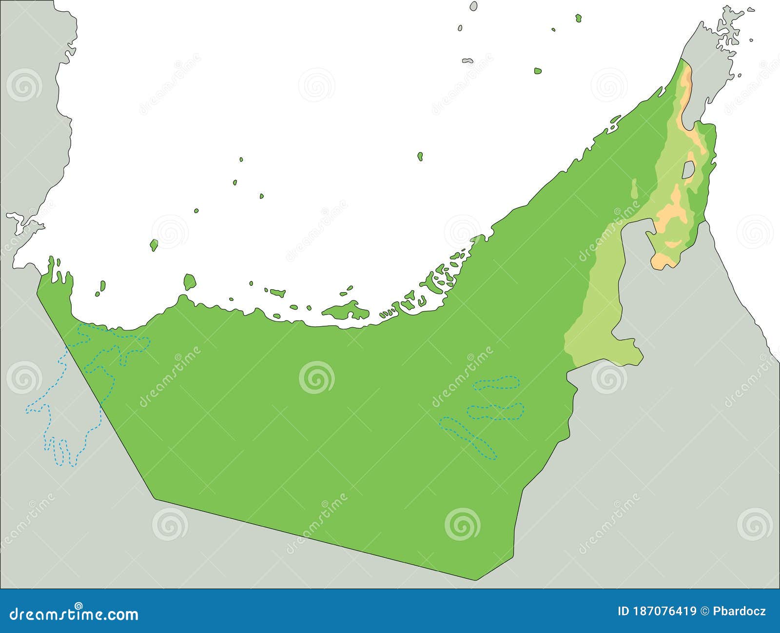 High Detailed United Arab Emirates Physical Map. Stock Vector ...