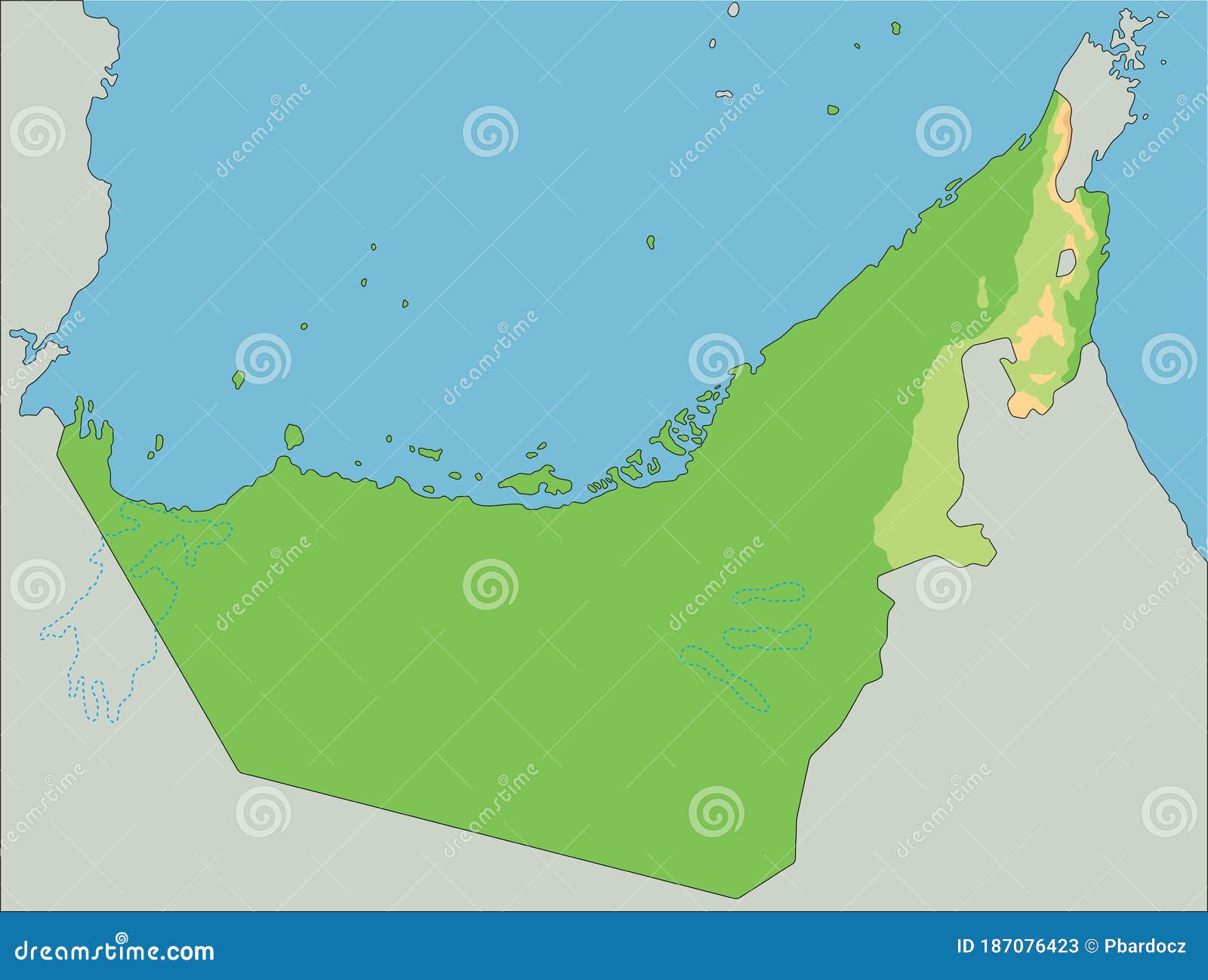 High Detailed United Arab Emirates Physical Map. Stock Vector ...