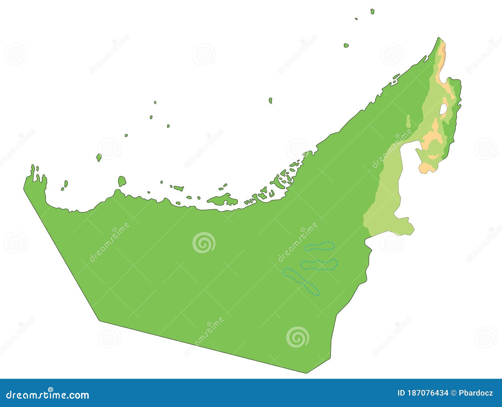High Detailed United Arab Emirates Physical Map. Stock Vector ...