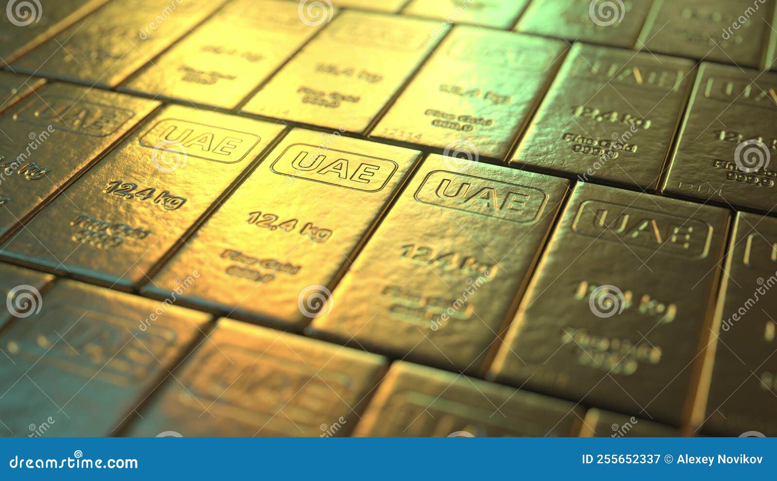 Uae Text on Gold Ingots 3d Renderizado Stock de ilustración ...
