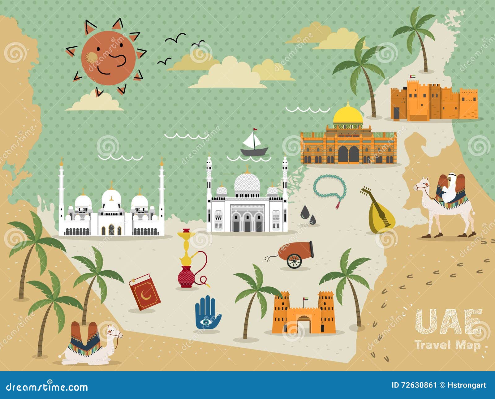UAE travel concept stock illustration. Illustration of tourism - 72630861