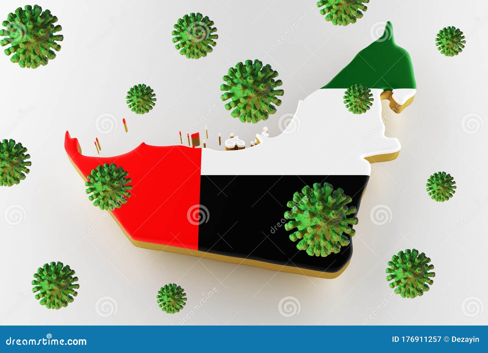 Uae vlag op kaart 3d geeft stock illustratie. Illustration of arabier ...