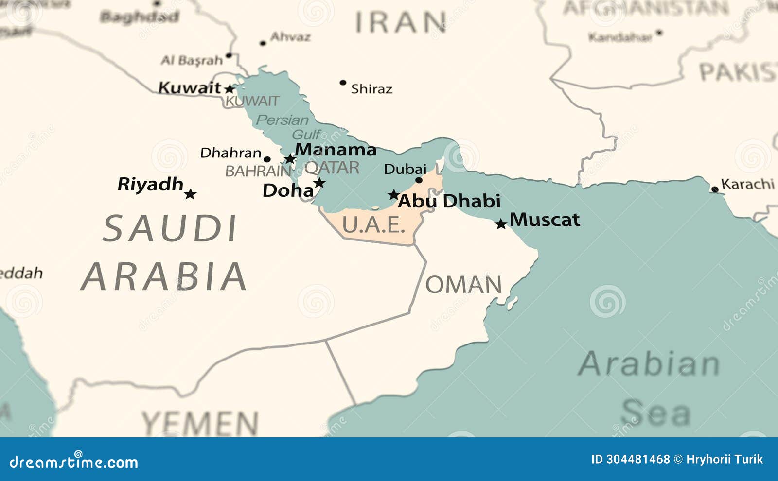 UAE on the world map stock photo. Image of asia, middle - 304481468