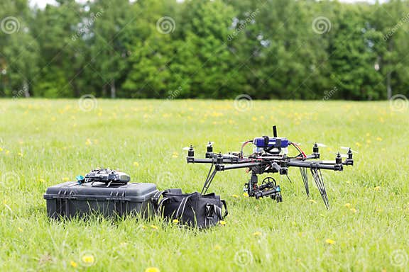 UAV Helicopter with Toolbox and Bag Stock Photo - Image of rotorcraft ...
