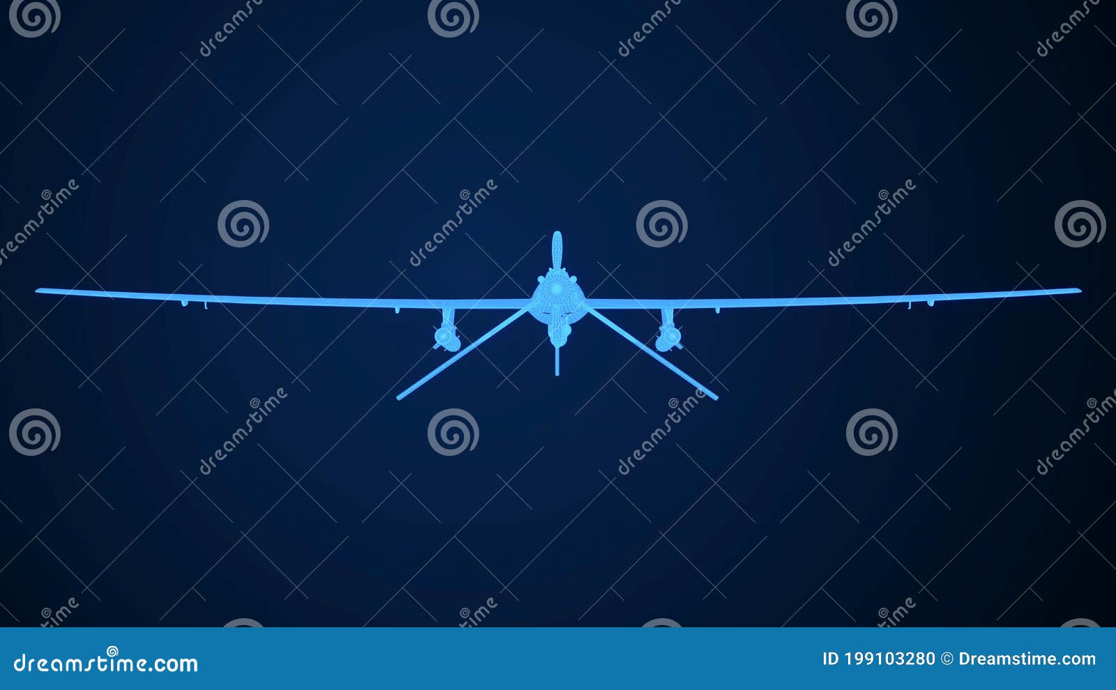 UAV IHA Predator Reaper Plane Wireframe Glowing 3D Rendering Stock ...
