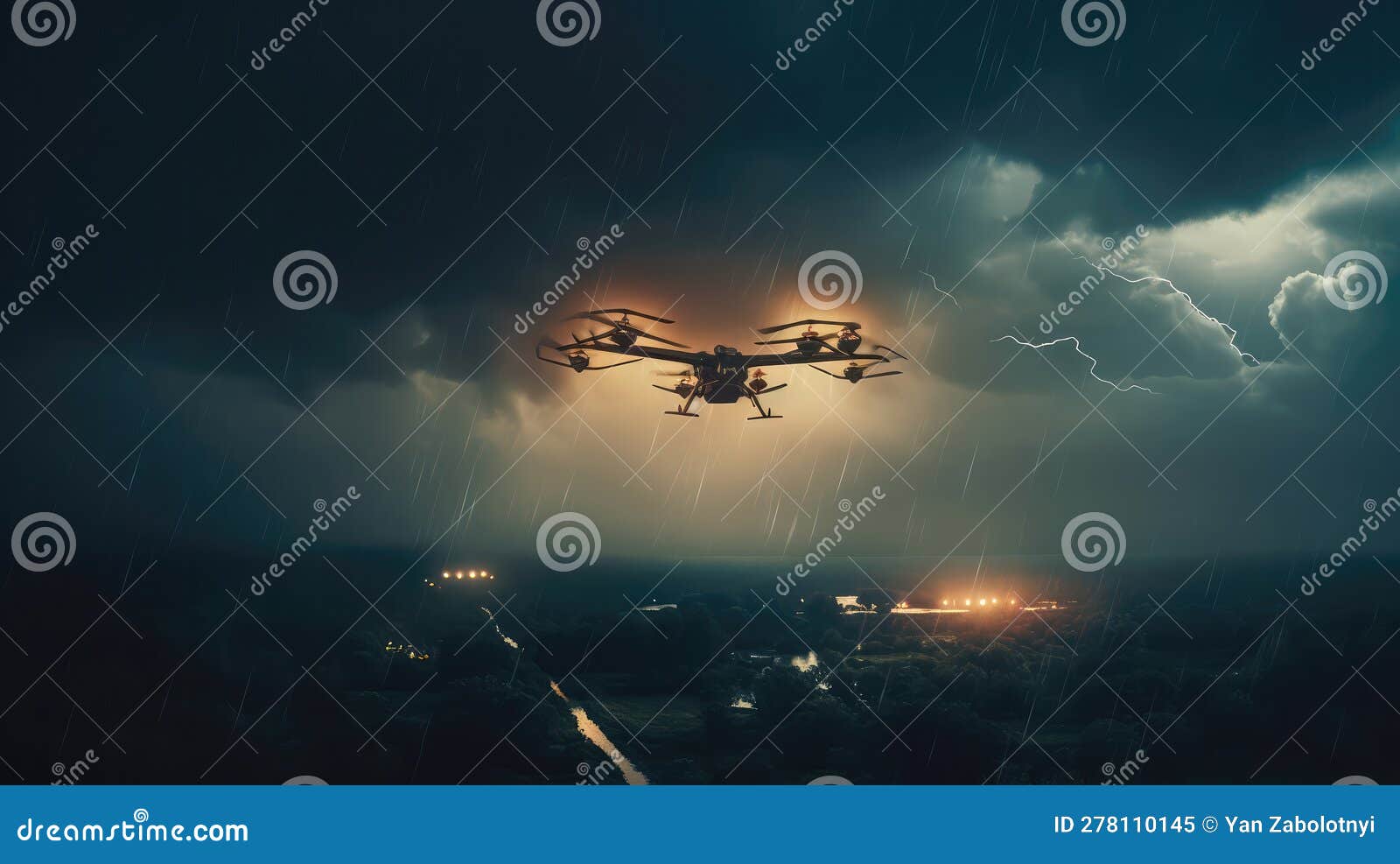 Uav in a Storm Ocean. Generative AI Stock Illustration - Illustration ...