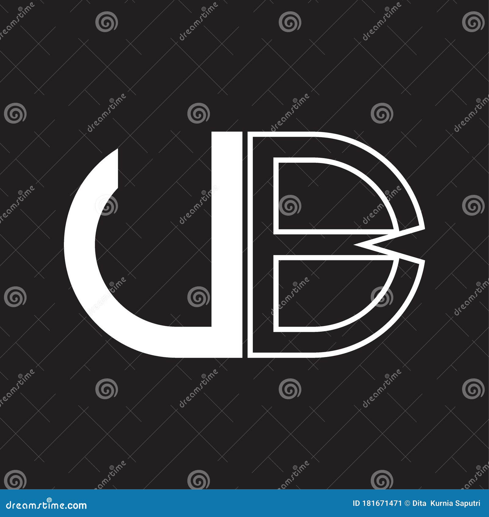 UB Letter Logo Monogram with Oval Shape Negative Space Design Template ...