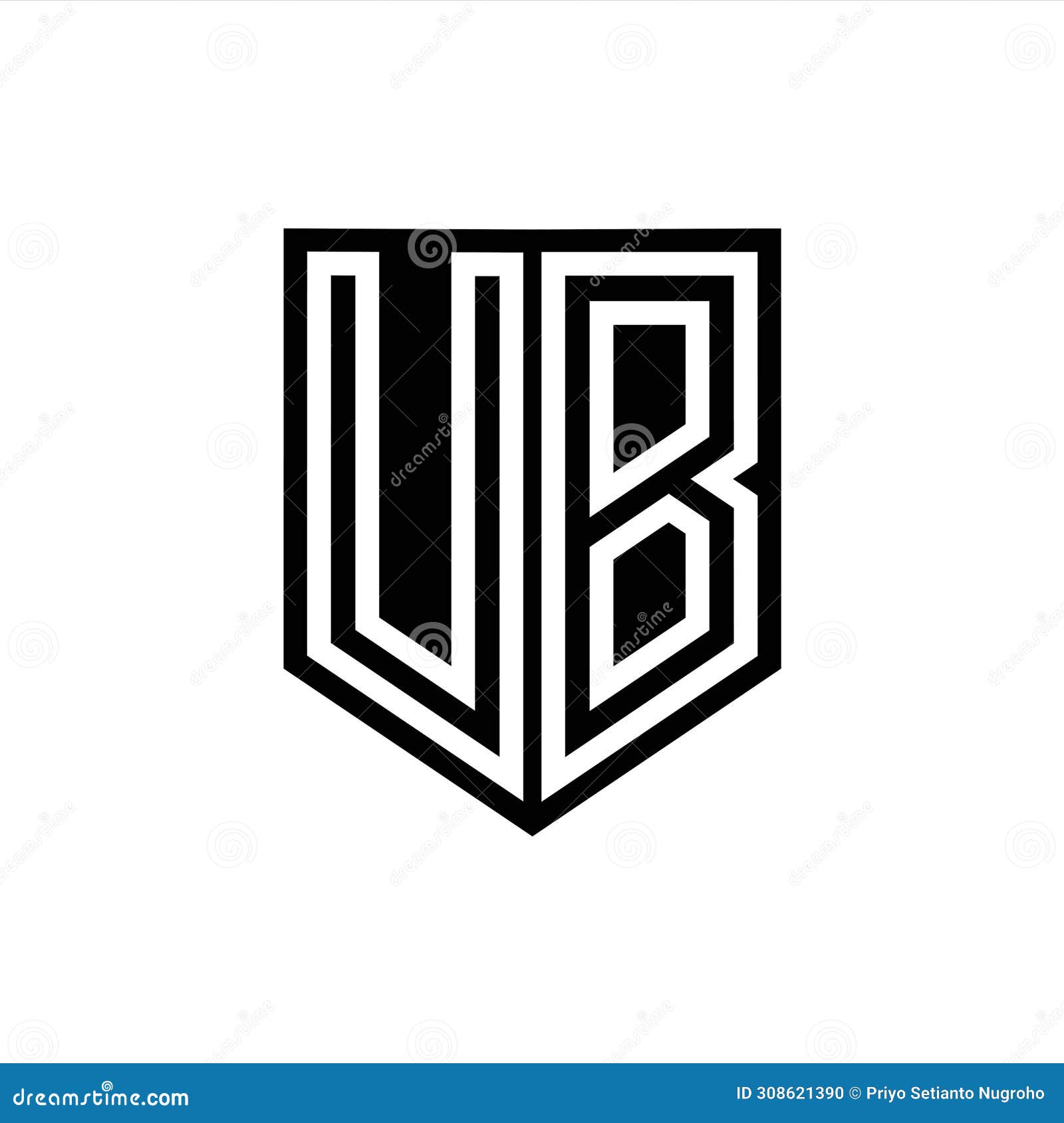 UB Logo Monogram Shield Geometric White Line Inside Black Shield Color ...