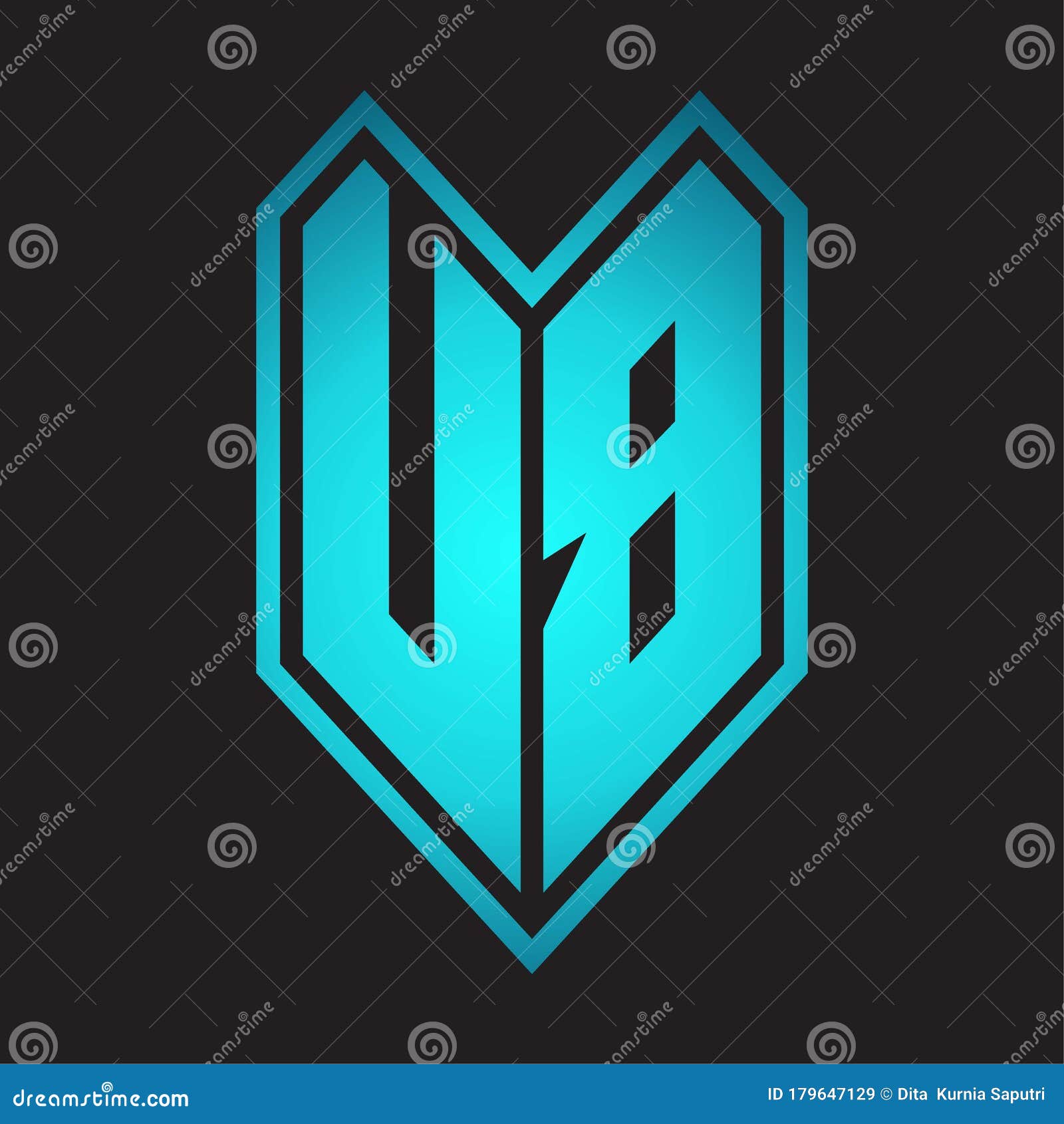 UB Logo Monogram with Emblem Line Style Isolated on Blue Gradient ...