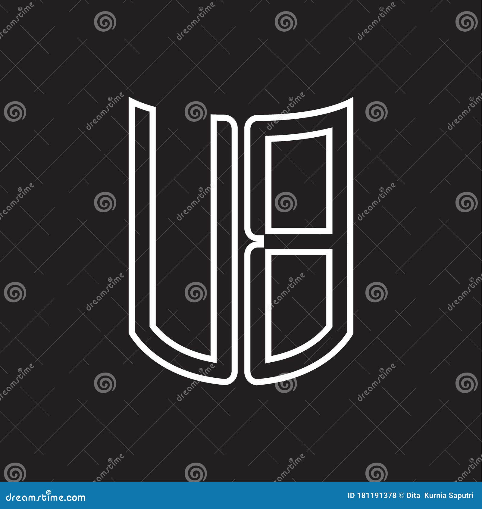 UB Logo Monogram with Ribbon Style Outline Design Template Stock Vector ...