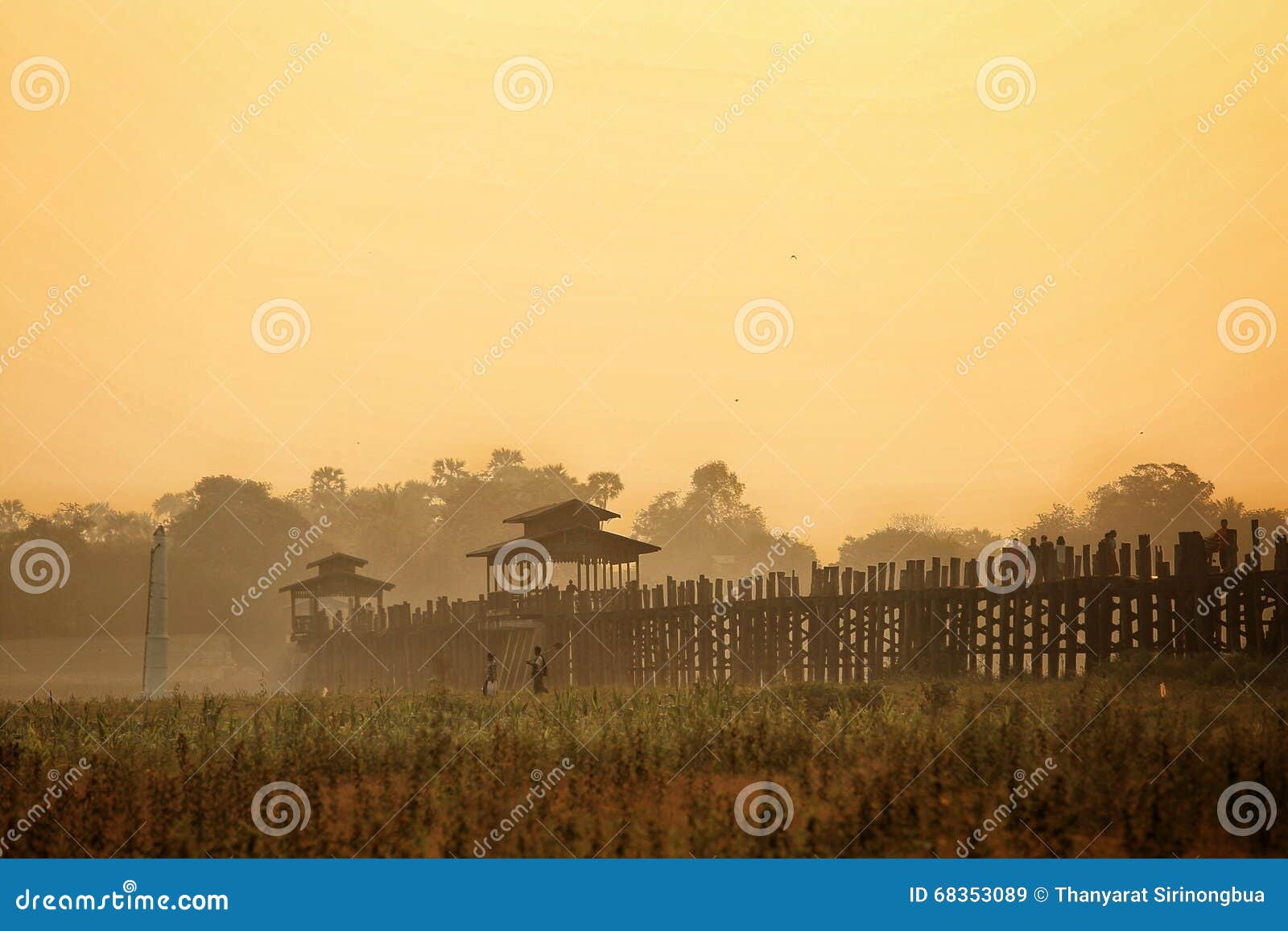 Ubang bridge , Myanmar stock image. Image of ubeng, myanmar - 68353089