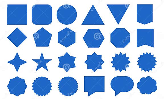 Geometric Shapes with Labels. Set of 24 Different Basic Shapes ...
