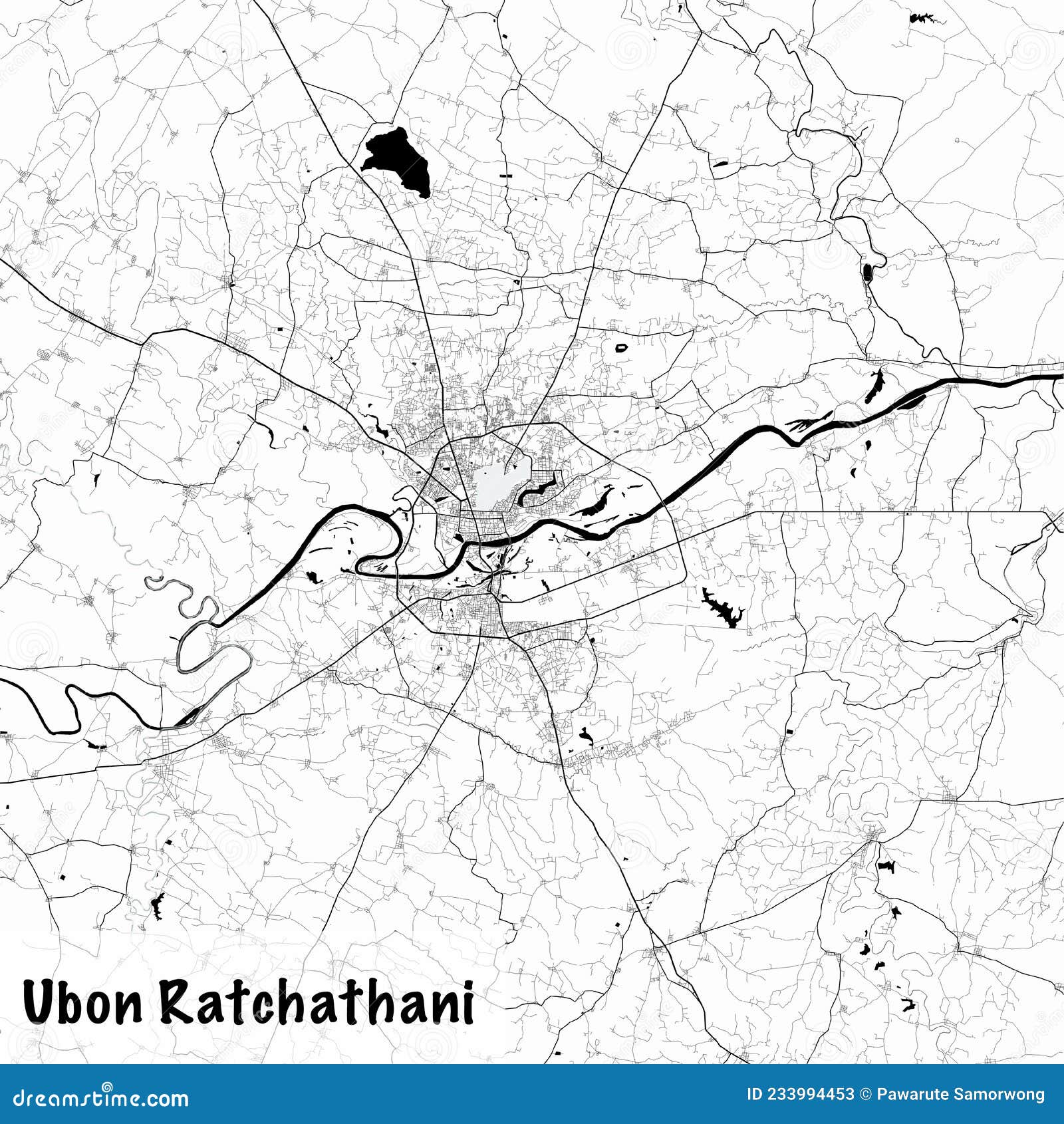 Ubon Ratchathani city map stock illustration. Illustration of branch ...
