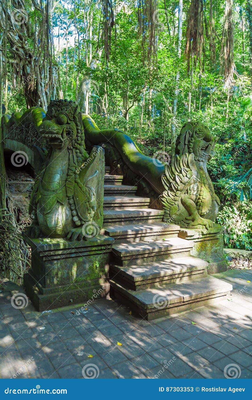 UBUD, INDONESIA - AUGUST 29, 2008: Stylized Statues of Monkey Forest ...