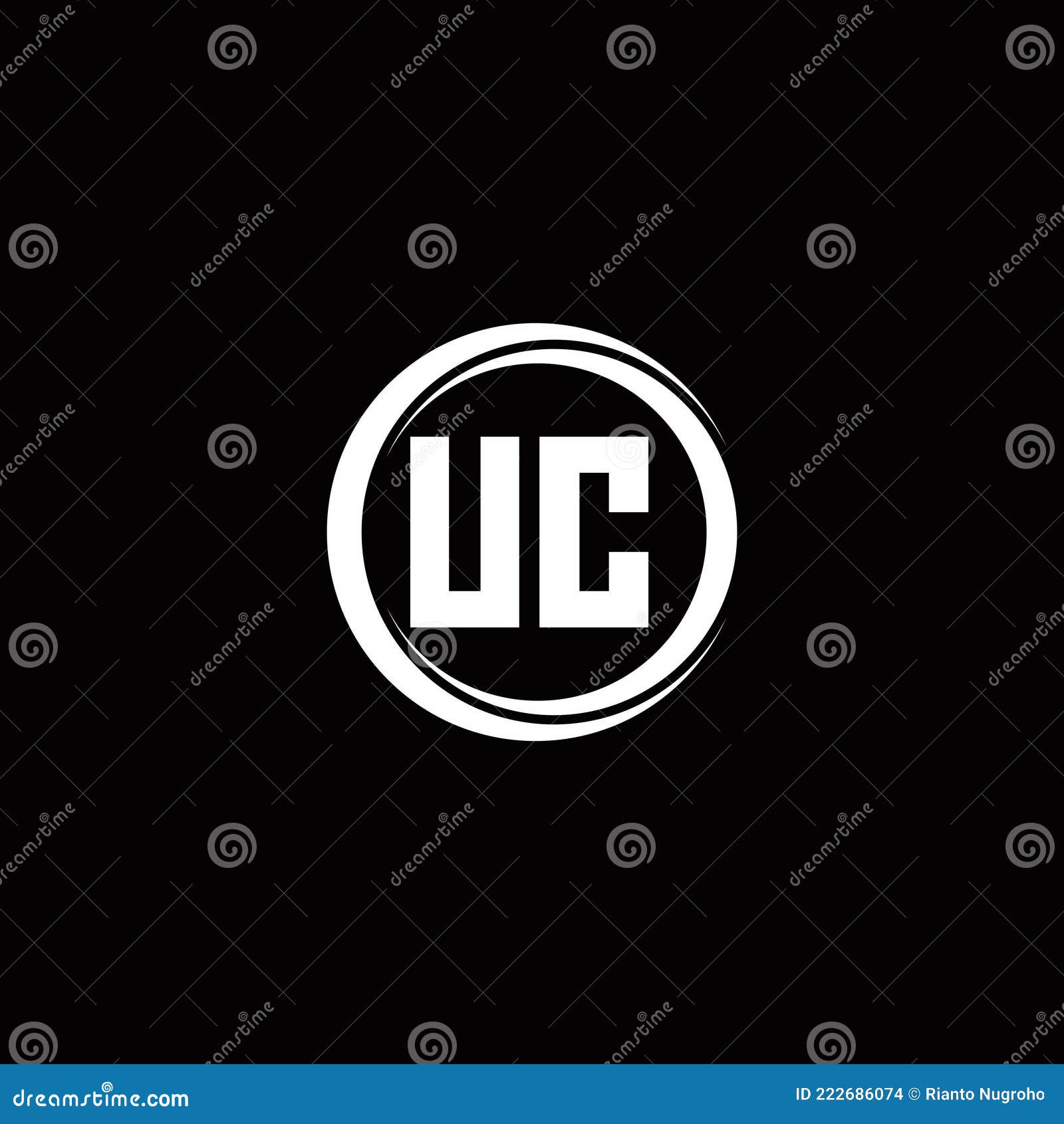 UC Logo Initial Letter Monogram with Circle Slice Rounded Design ...