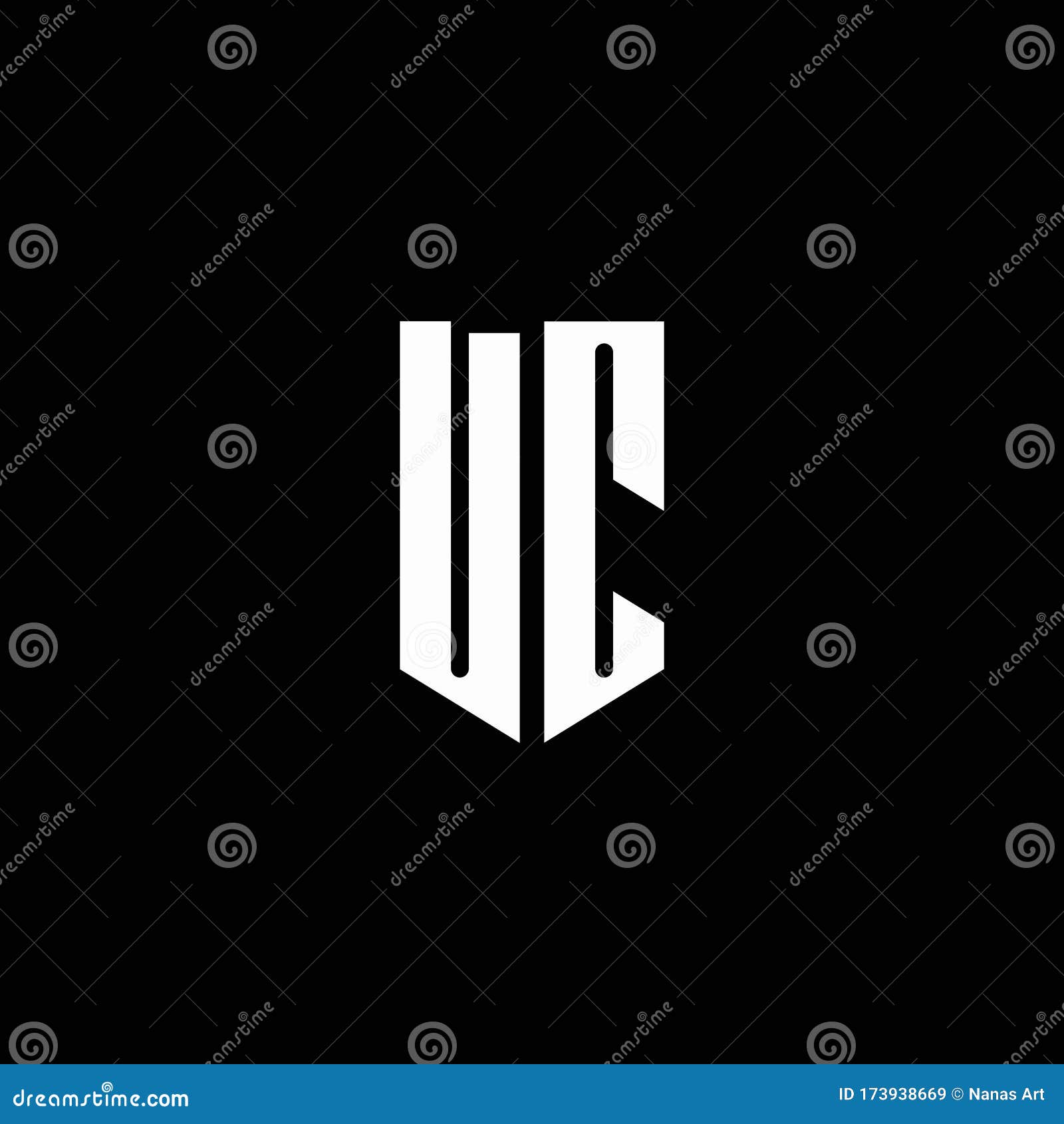 UC Logo Monogram with Emblem Style Isolated on Black Background Stock ...