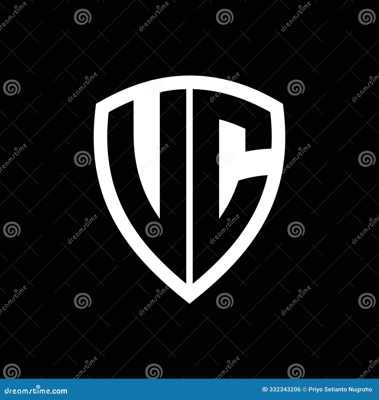 UC Monogram Logo with Bold Letters Shield Shape with Black and White ...