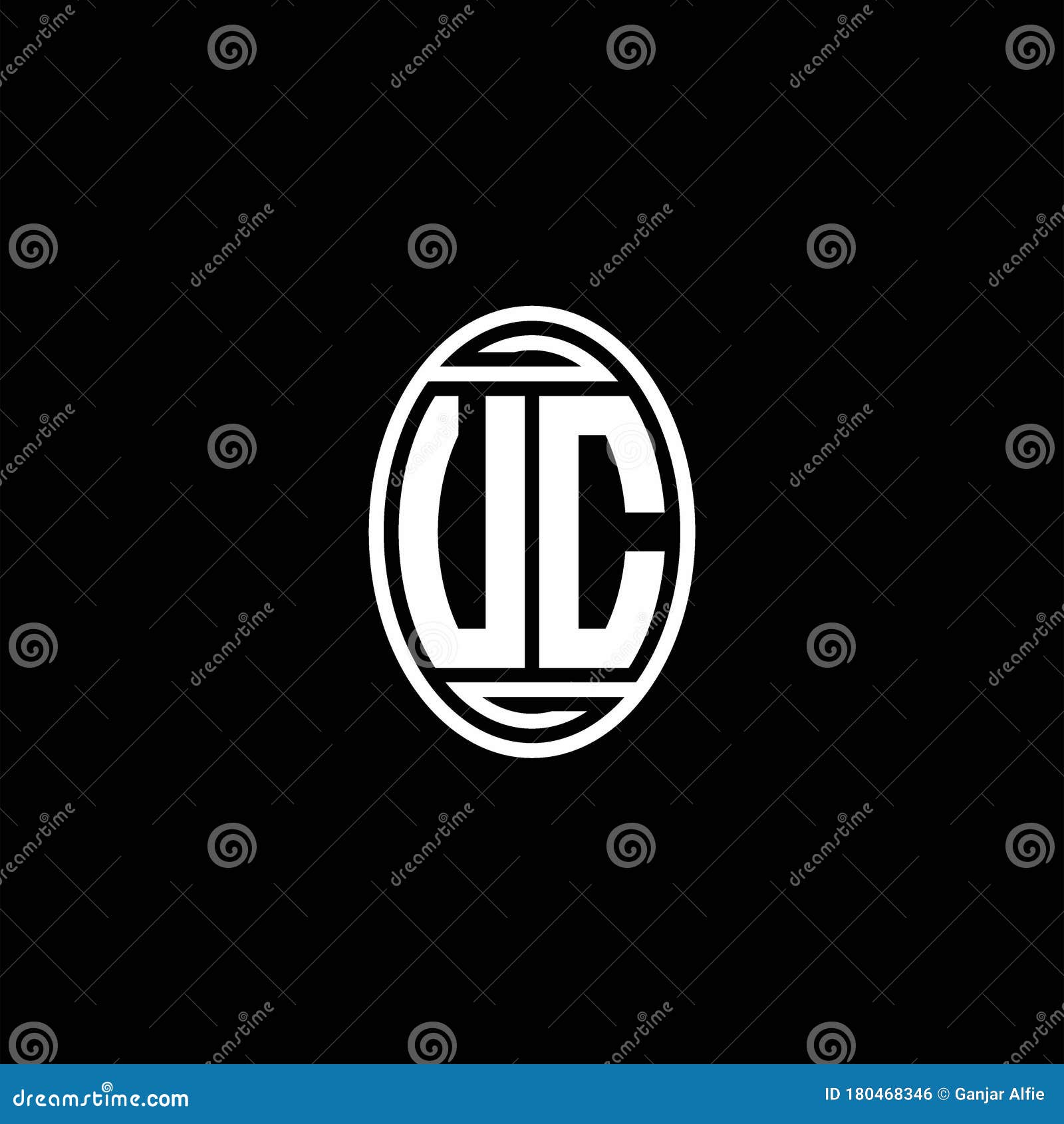 UC Monogram Logo Isolated on Oval Rotate Shape Stock Vector ...