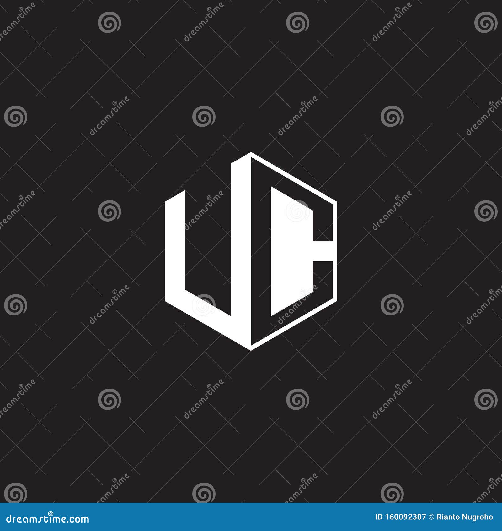 UC Logo Monogram Hexagon with Black Background Negative Space Style ...