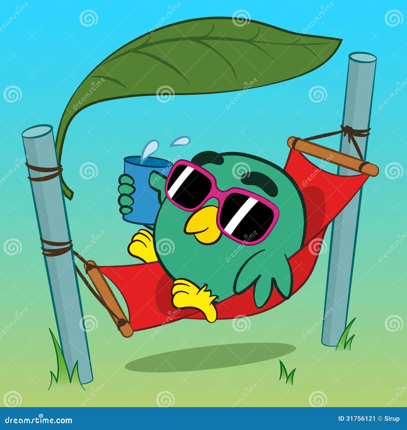 Uccello Fresco Che Si Rilassa in Un'amaca Illustrazione Vettoriale ...