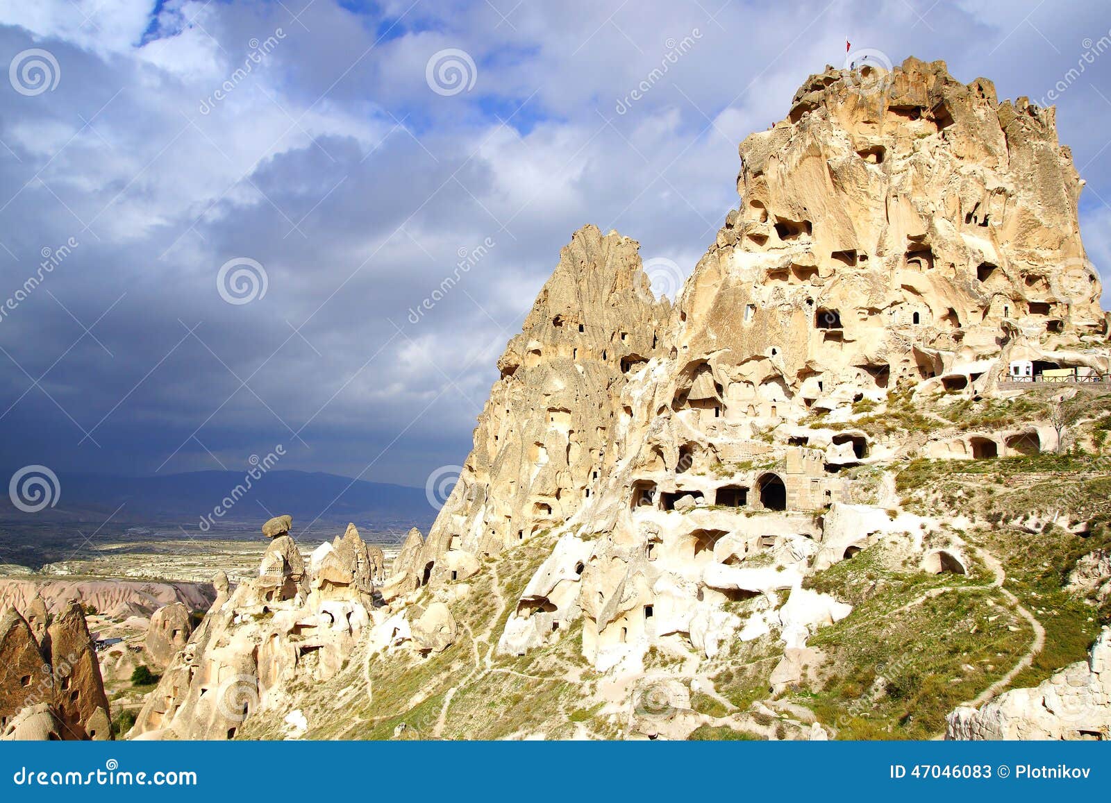 Uchisar Castle in Cappadocia, Turkey Stock Image - Image of famous ...