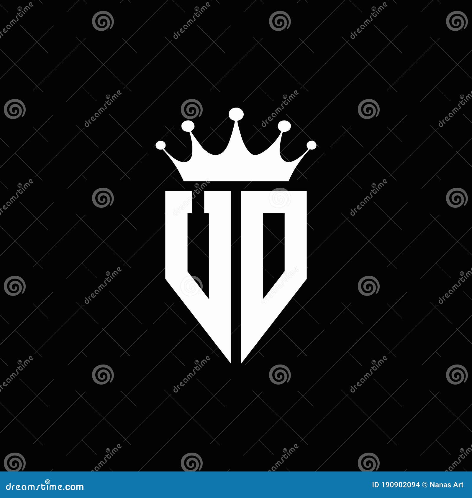 UD Logo Monogram Emblem Style with Crown Shape Design Template Stock ...