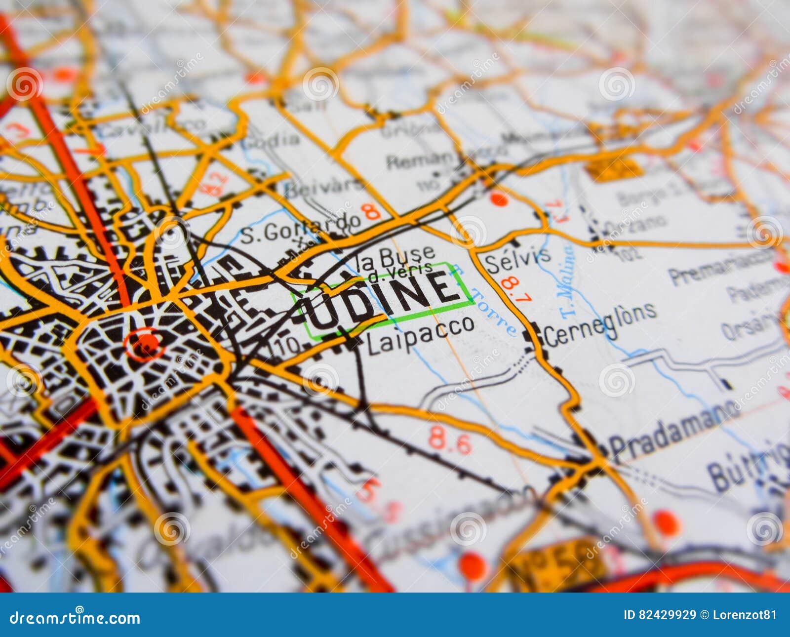 Udine City Over a Road Map ITALY Stock Image - Image of aerial, venezia ...