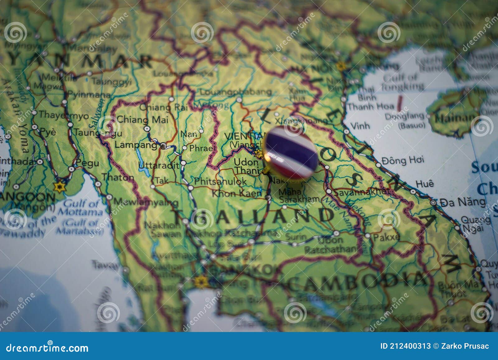 Udon Thani Pinned on a Map with the Flag of Thailand Stock Image ... Udon Thani Pinned on a Map with the Flag of Thailand Stock Image ...