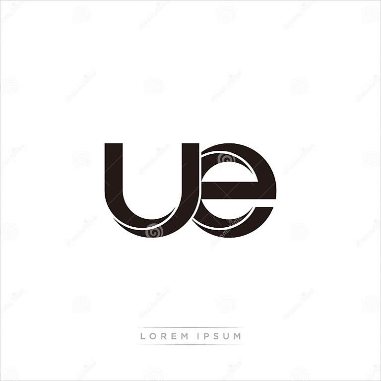 Ue Initial Letter Split Lowercase Modern Monogram Linked Outline ...