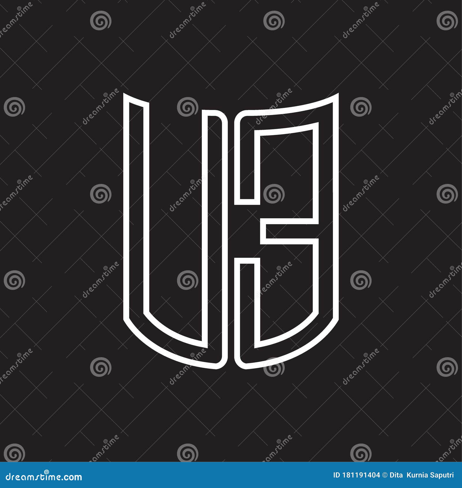 UE Logo Monogram with Ribbon Style Outline Design Template Stock Vector ...