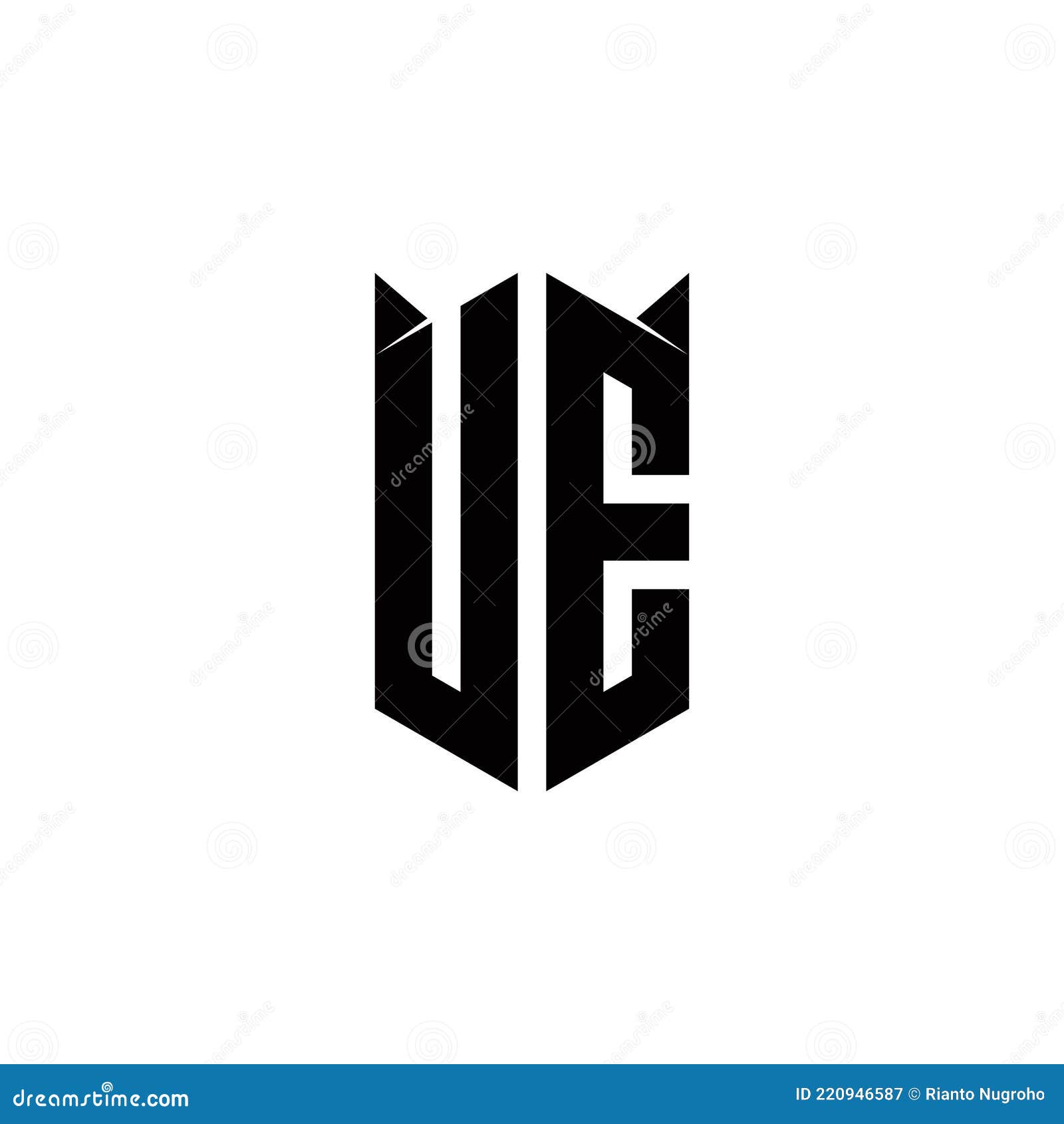 UE Logo Monogram with Shield Shape Designs Template Stock Vector ...