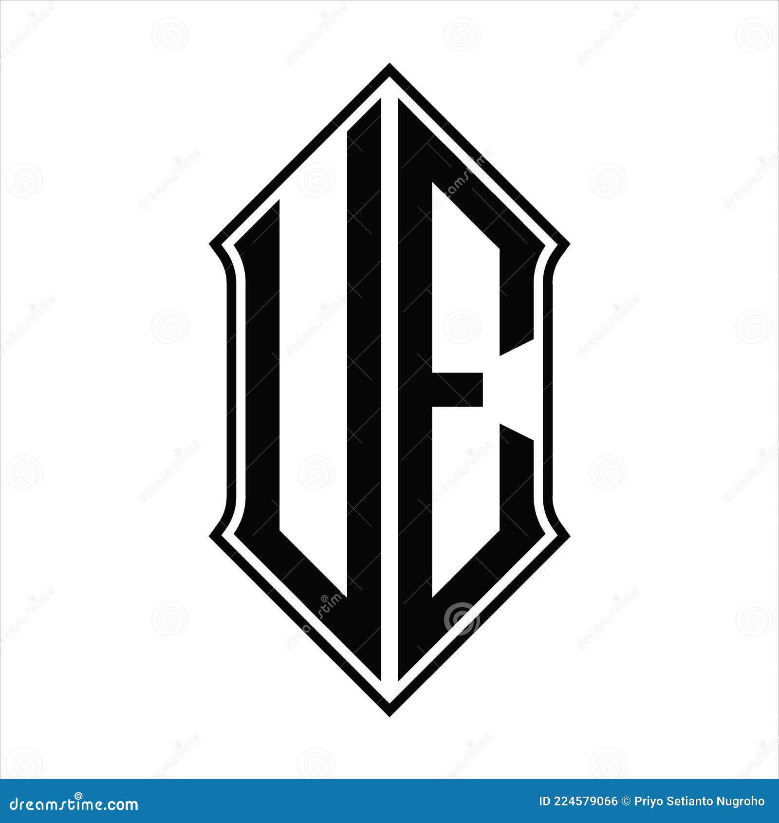 UE Logo Monogram with Shieldshape and Outline Design Template Vector ...