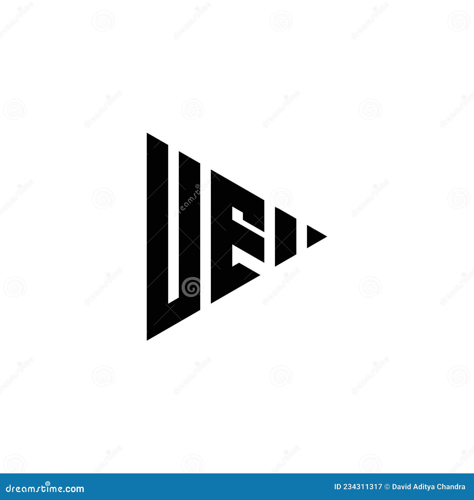 UE Logo Monogram Triangle Shape Play Button Stock Vector - Illustration ...