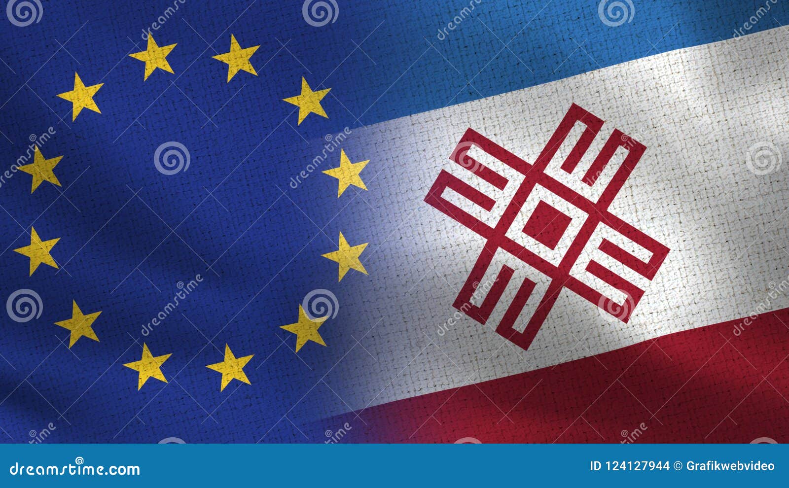 UE Y Mari El Realistic Half Flags Together Foto de archivo - Imagen de ...