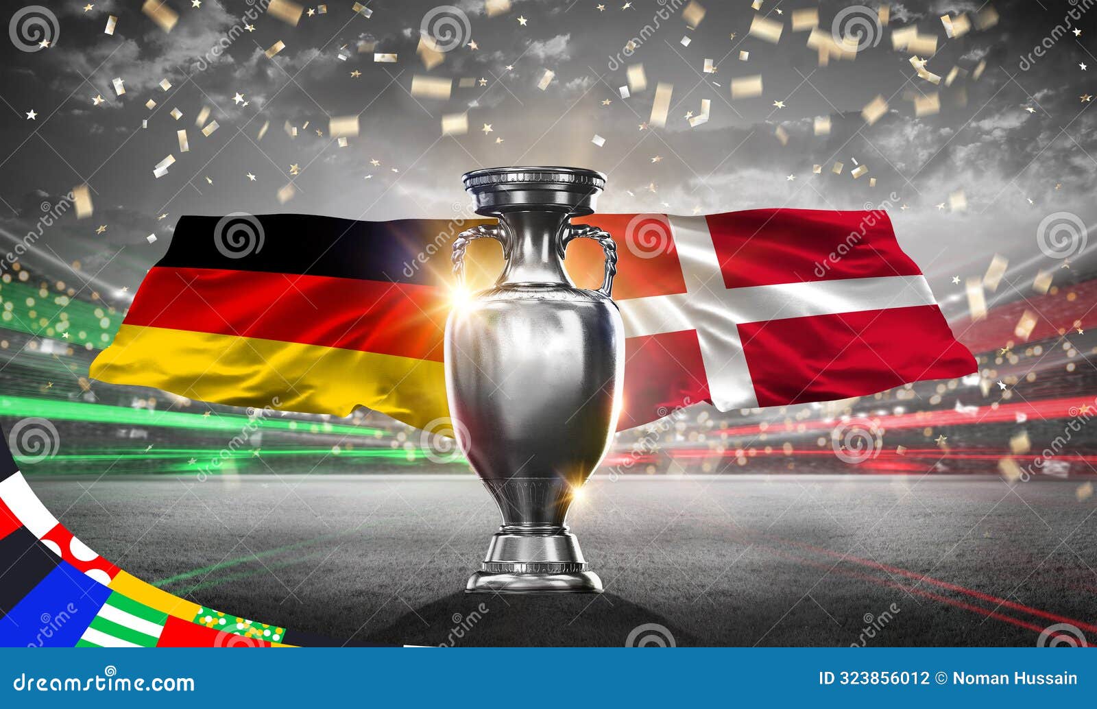 UEFA Euro Cup 2024 Denmark Vs Germany. 2d Rendering Illustration ...