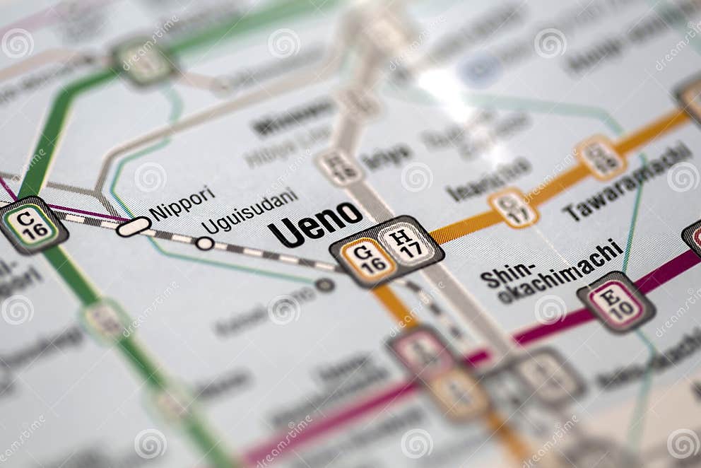 Ueno metro stations map stock image. Image of city, destination - 82672505