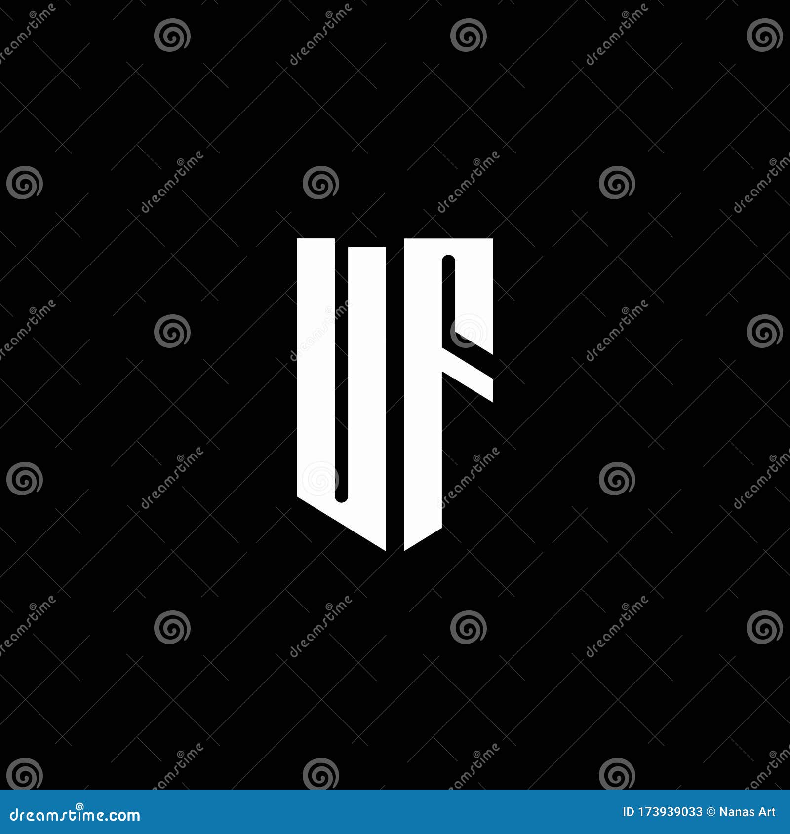 UF Logo Monogram with Emblem Style Isolated on Black Background Stock ...