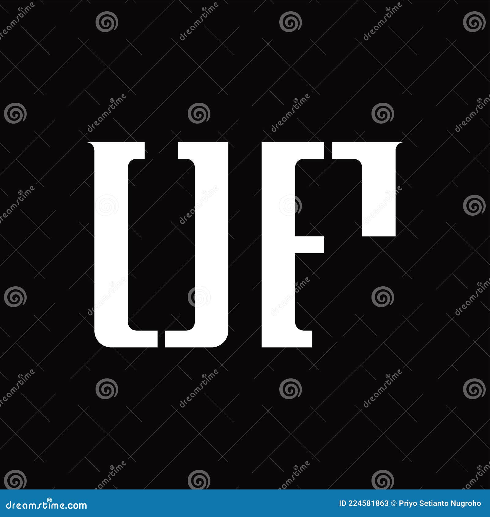 UF Logo Monogram with Middle Slice Design Template Stock Vector ...