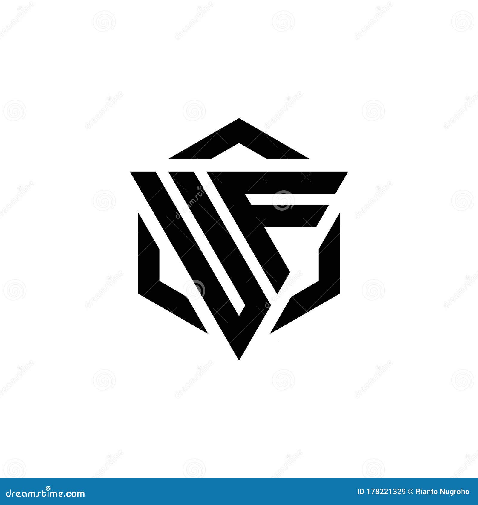 UF Logo Monogram with Triangle and Hexagon Modern Design Template Stock ...