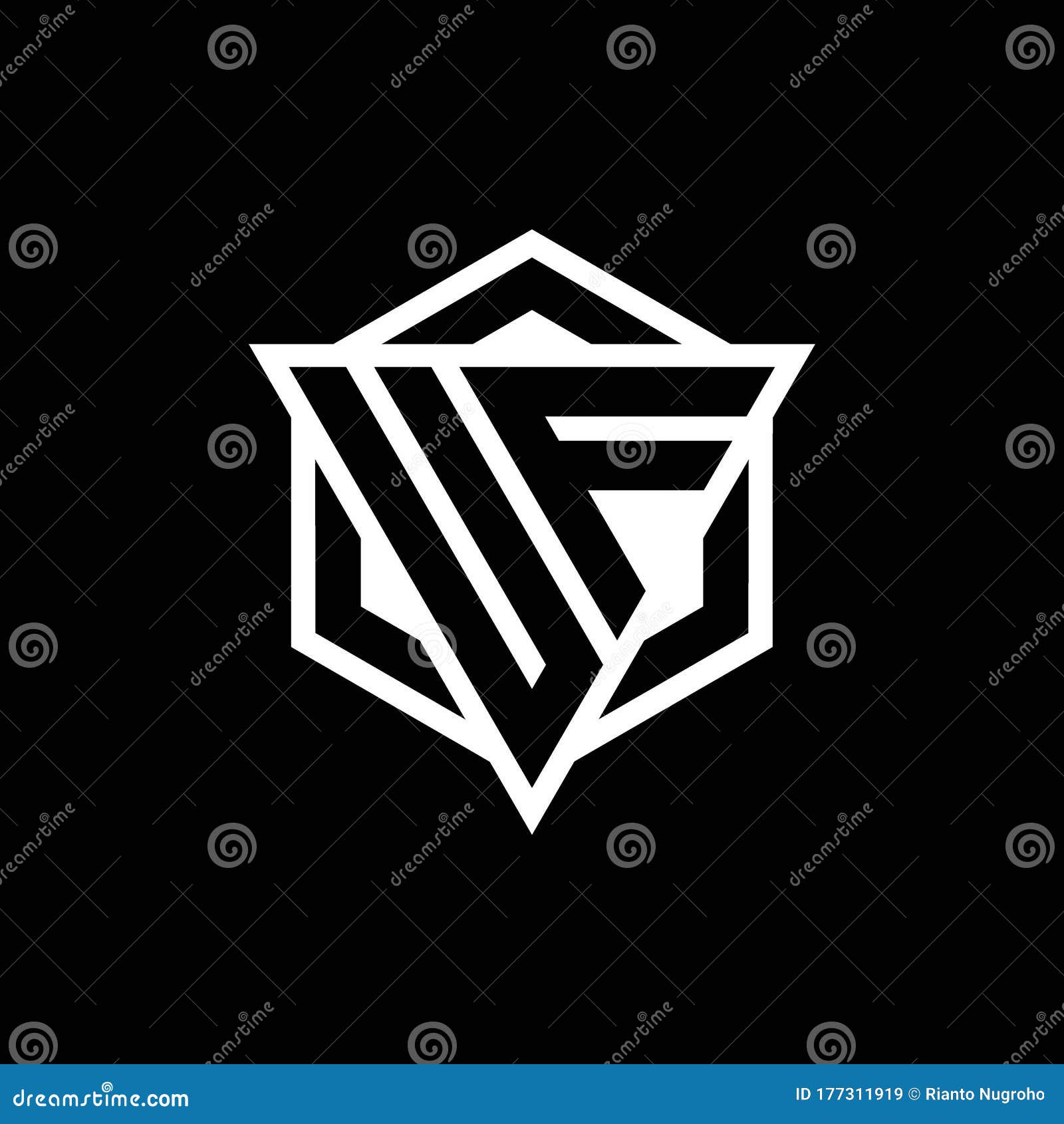 UF Logo Monogram with Triangle and Hexagon Shape Combination Stock ...