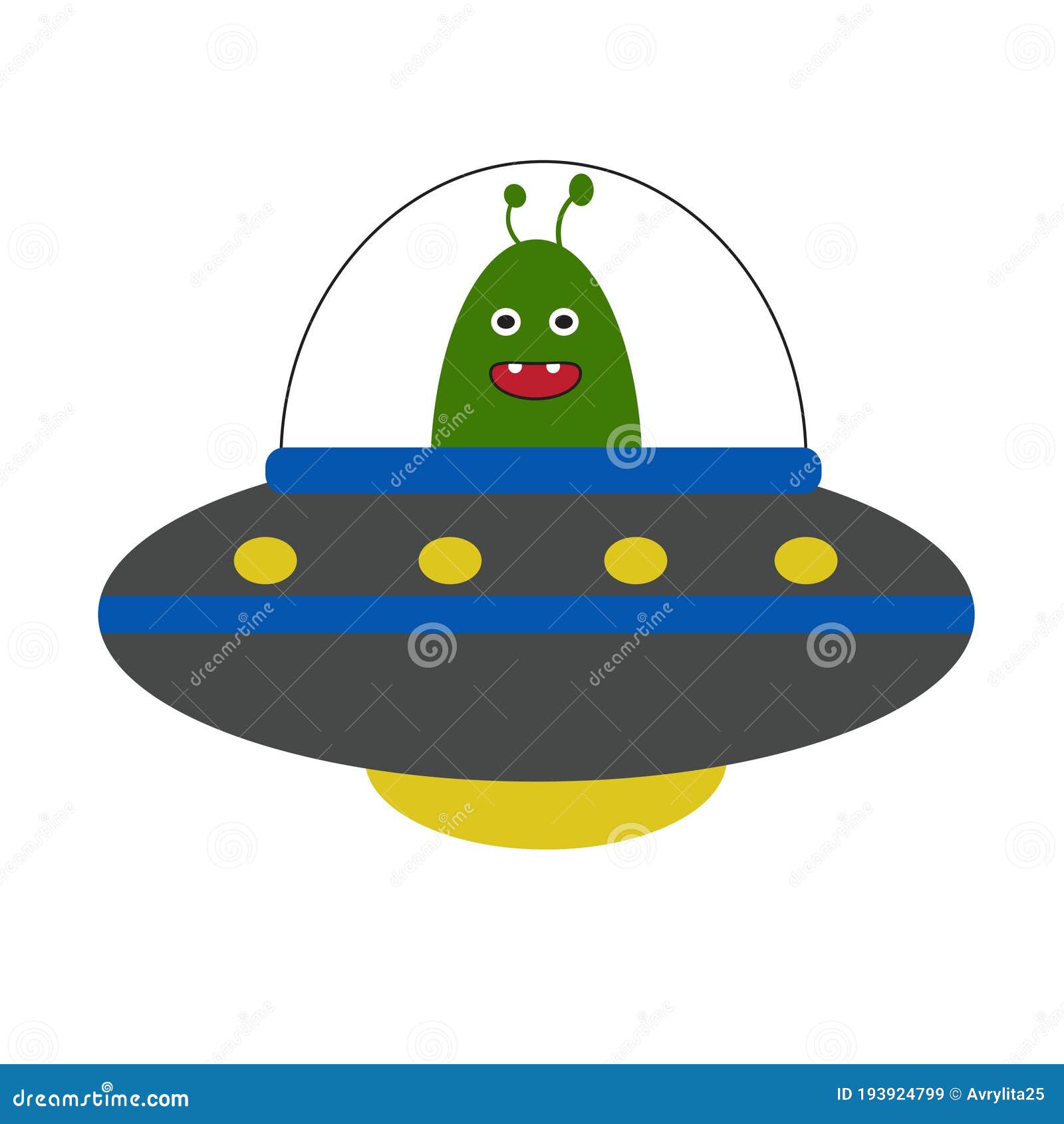 Alien Driving Ufo Vector Illustration Fantasy Galaxy Stock Vector ...