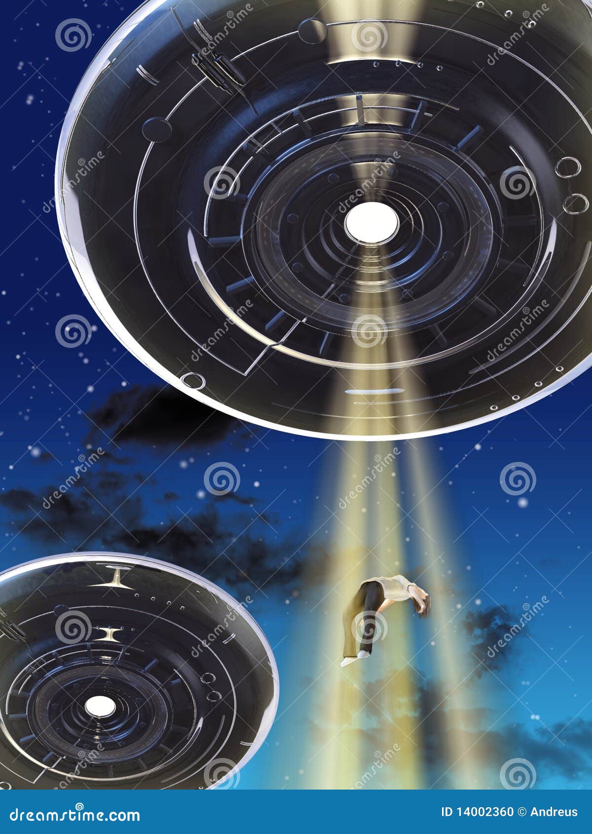 Ufo abduction stock illustration. Illustration of flying - 14002360